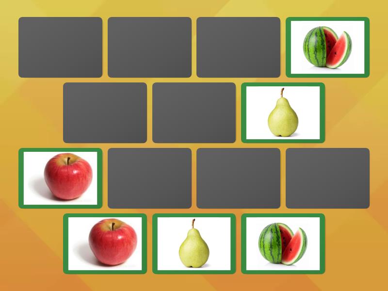 Fruits memory game - Matching pairs