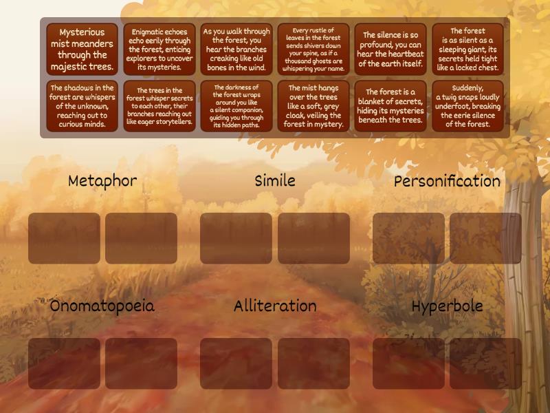 Figurative Language: The Forest - Ordenar por grupo