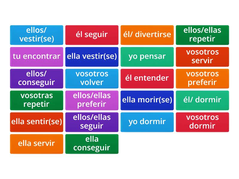 preterito Stem Changing Verbs - Flip tiles