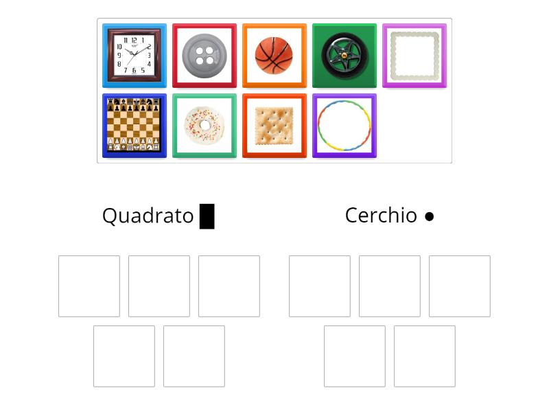 Raggruppa gli oggetti per forma (QUADRATO, CERCHIO) - Ordenar por grupo