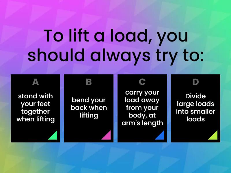 Health and safety manual handling - Quiz