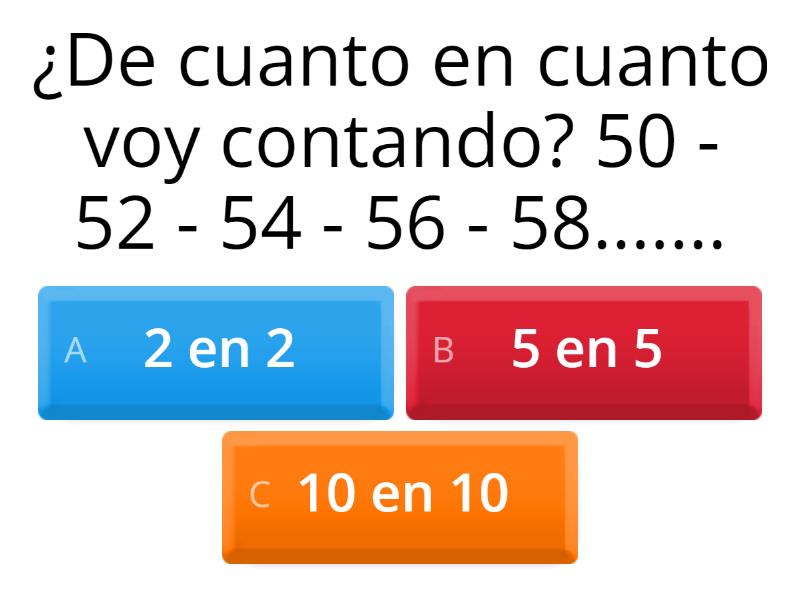 Contar de 2 en 2, 5 en 5 y de 10 en 10 - Quiz