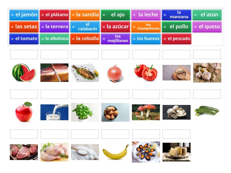 vocabulario de la comida - Match up