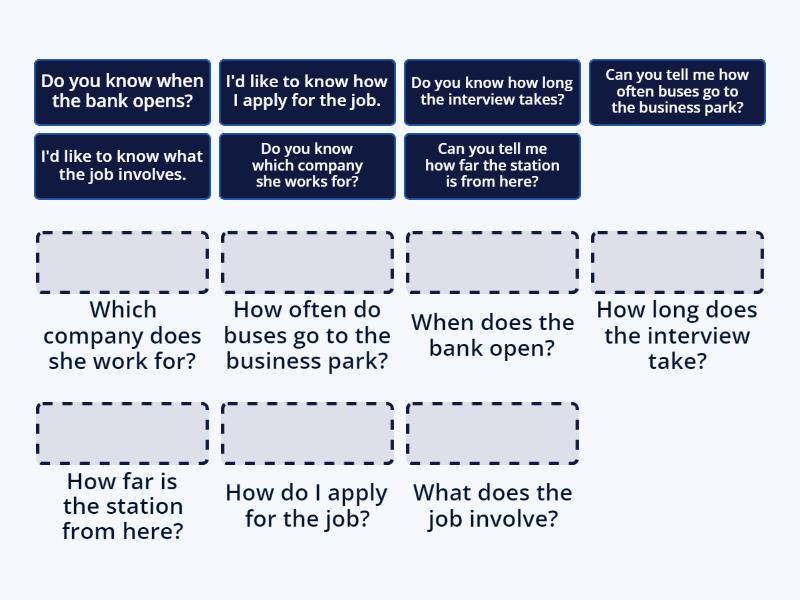 Match direct and indirect questions. - Match up