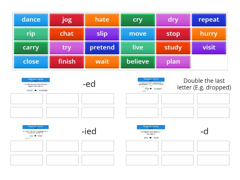 Past Simple Regular Verbs -ed - Group sort