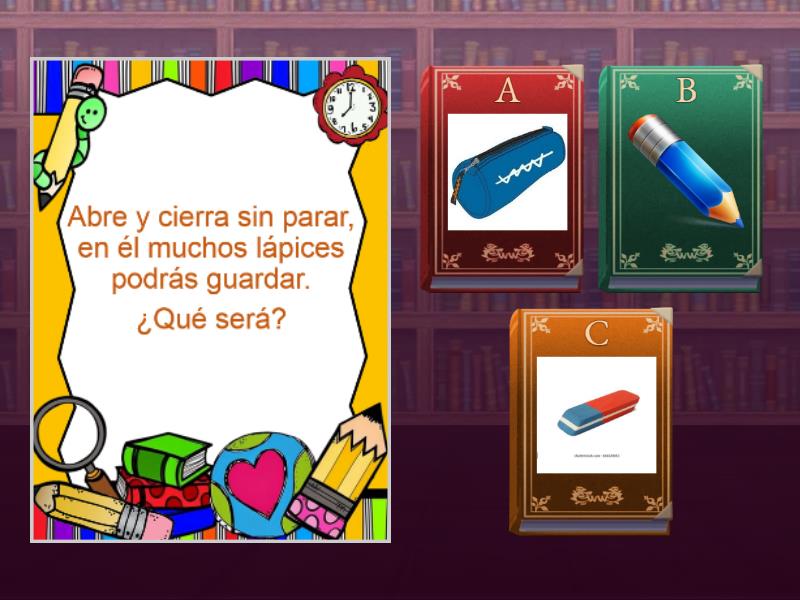 Adivinanzas utiles escolares- Pre-kínder A - Cuestionario