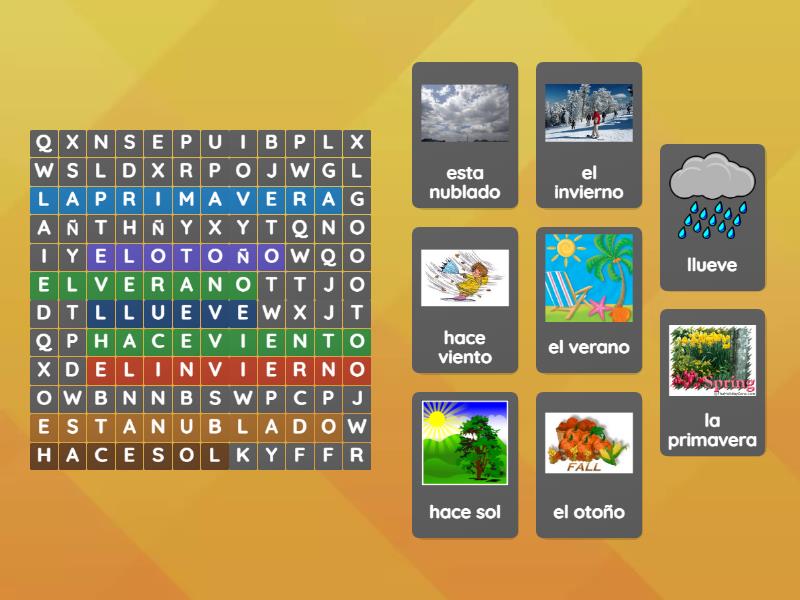 El clima y las estaciones - Wordsearch