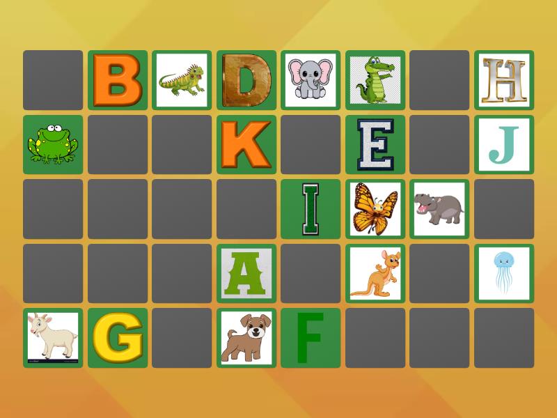 animals and alphabet - Matching pairs
