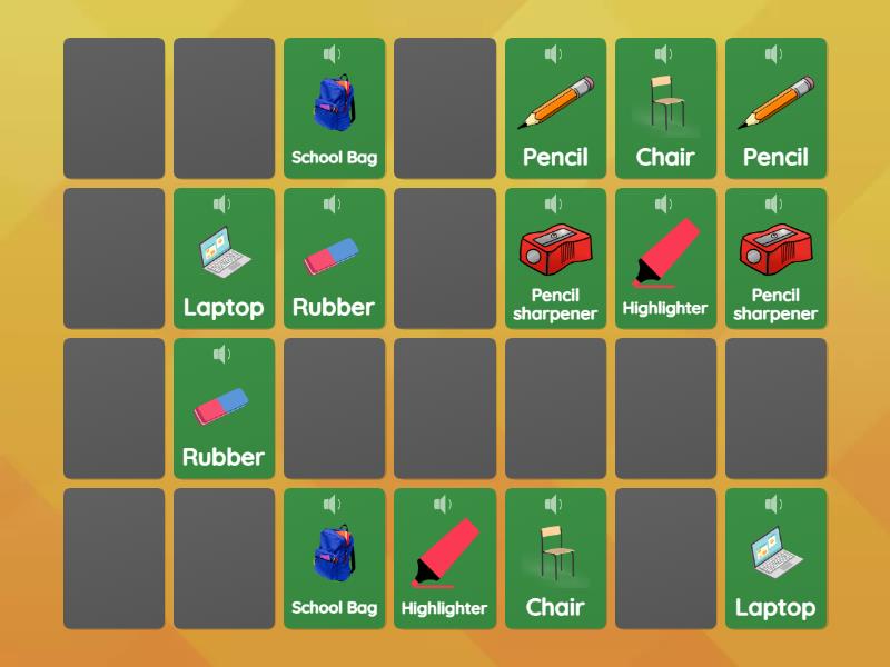 School objects - Matching pairs