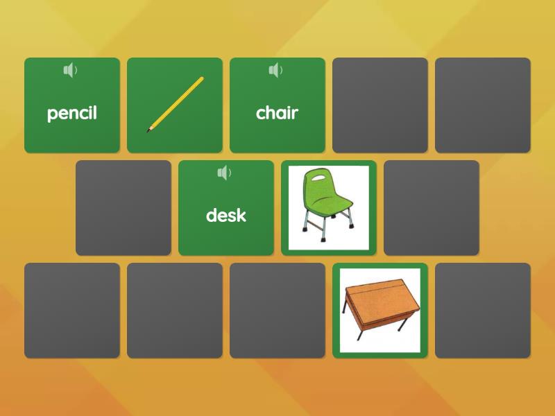 school objects - Matching pairs