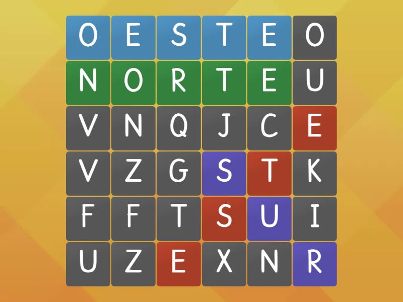 Puntos cardinales - Sopa de letras