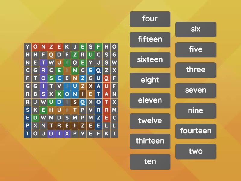 French numbers - Wordsearch
