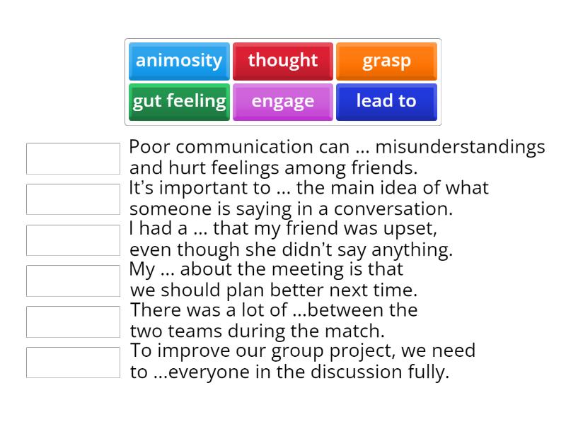 Communication is not that easy sentences - Match up