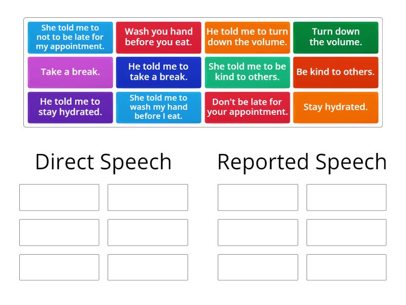 Direct and Reported speech - Commands - Group sort