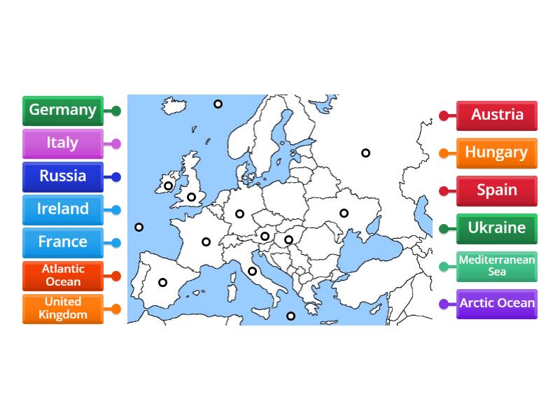 Europe Map Practice - Labelled diagram