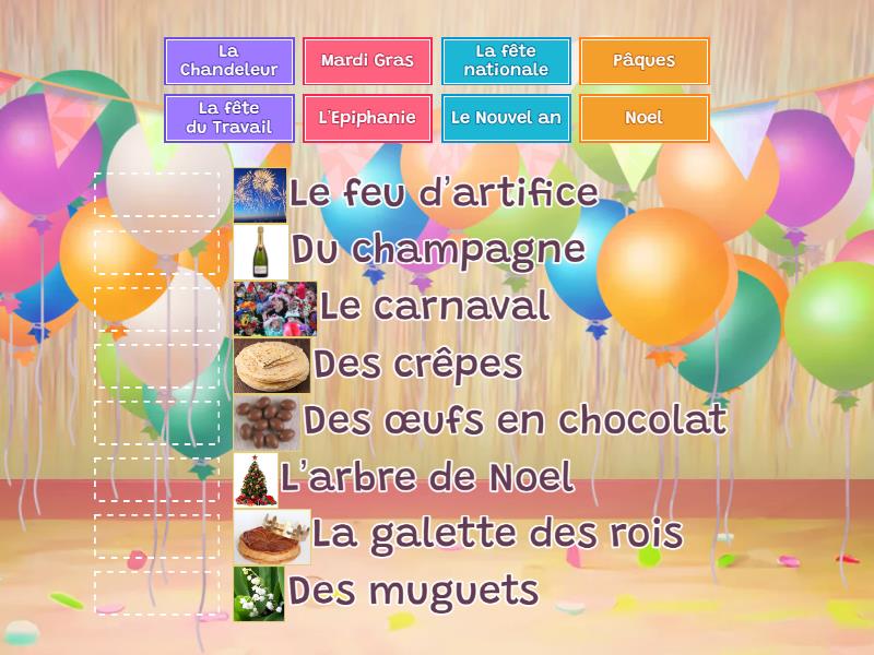 les fêtes et les traditions - Match up