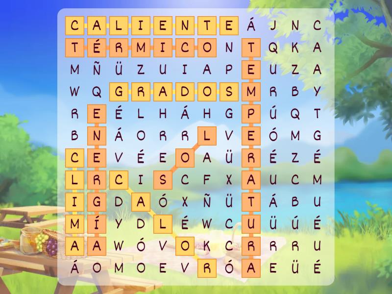 Temperatura y calor. - Sopa de letras