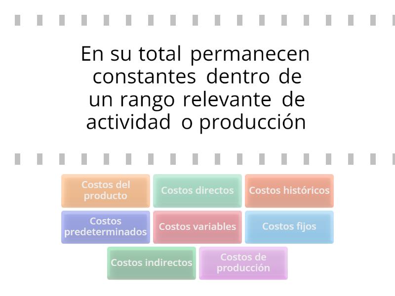 Clasificación de los Costos - Find the match