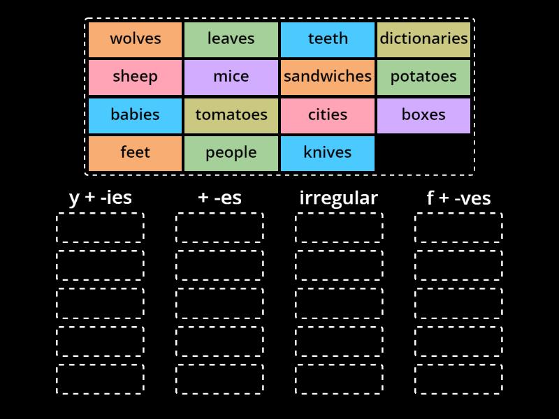 3A Plurals (revision) - Group sort