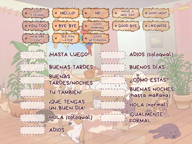 SALUDOS = GREETINGS - Une las parejas