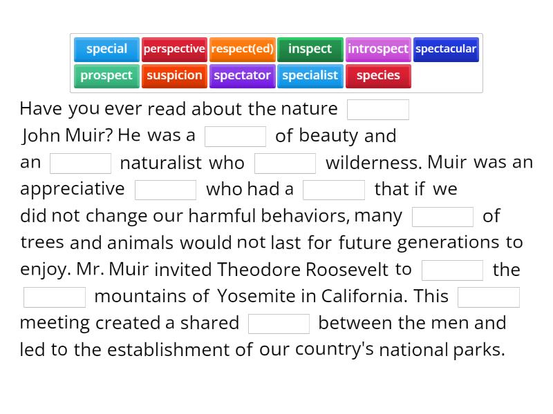 Spect/Spec/Spic - Complete the sentence