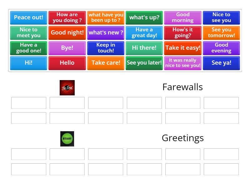 Greeting & Farewells - Group sort