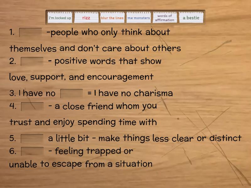 Task 3. Fill in the gaps with the correct words. - Complete the sentence