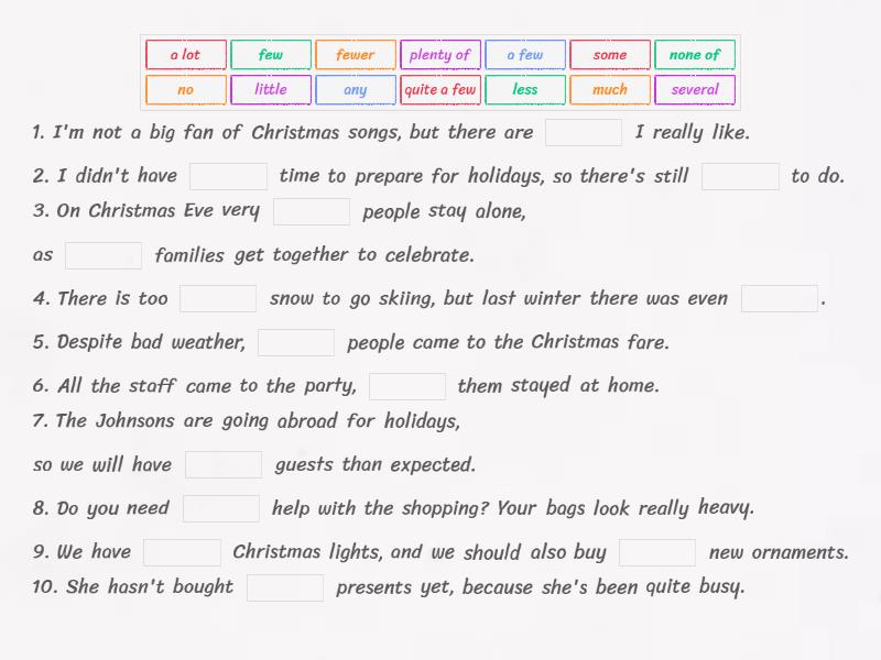 EO3 unit 6 Quantifiers - Complete the sentence