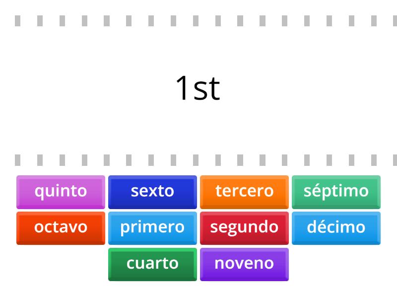 Ordinal numbers 1st to 10th Spanish - Trova le corrispondenze