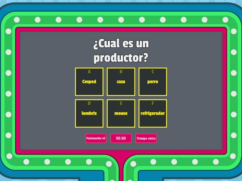 Cadena alimenticia - Preguntas - Gameshow quiz