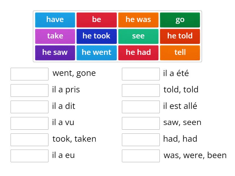 6 Irrregular Verbs Match Up 6754