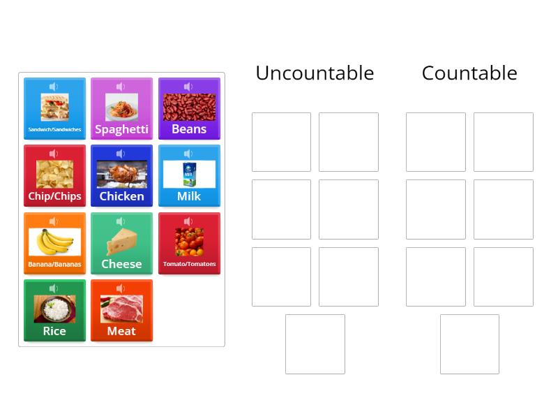 Countable and Uncountable nouns - Group sort