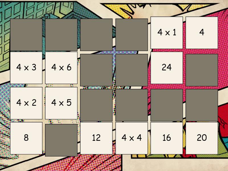 4s Math Facts - Matching pairs