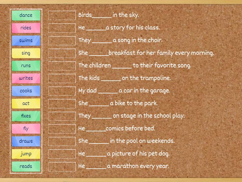 Unit 5 Action verbs - fill the gap - Match up