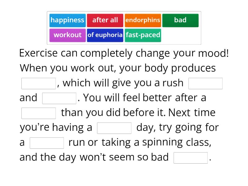 Five reasons to work out - Missing word