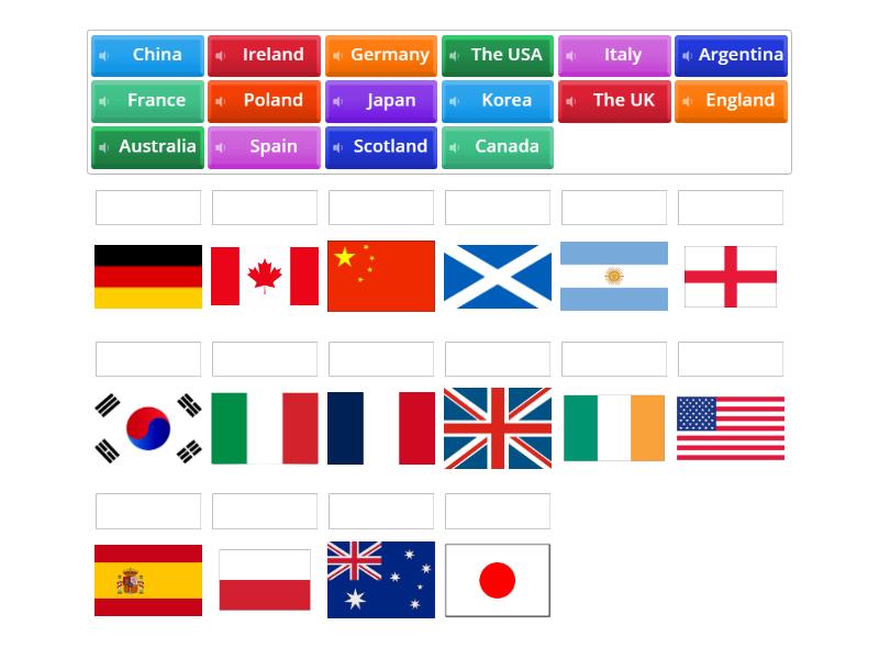 Countries matching activities - Match up