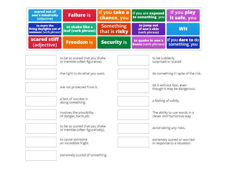 Vocabulary: Safety and Risk - Match up