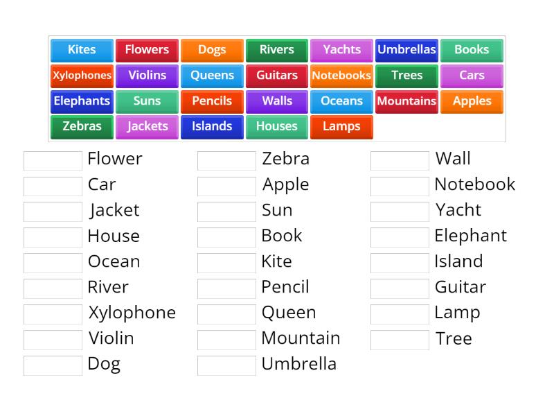 singular- plural - Match up