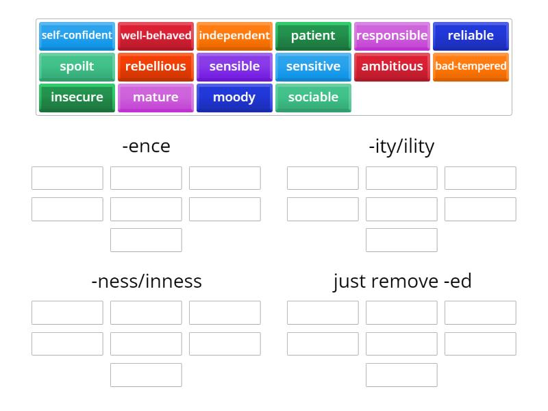 EF Inter - character noun suffixes - Group sort