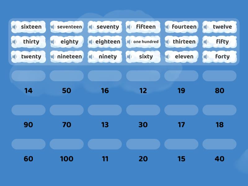 Vocabulary A: Numbers 11-100 - Match up