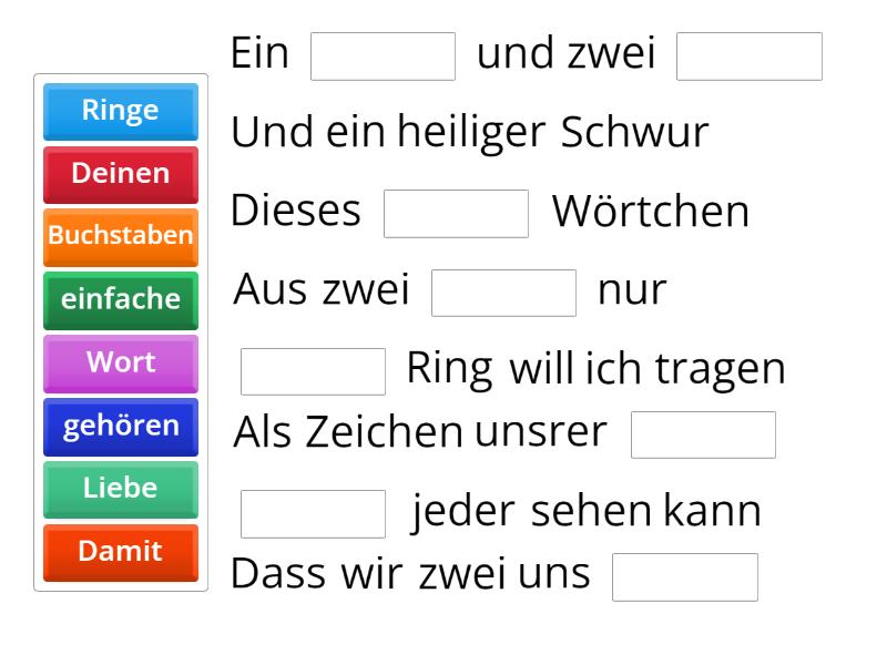 Nik P. - Dieser Ring - Complete the sentence