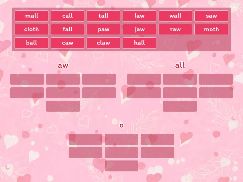 Variant Vowel /o/ aw,all,o - Group sort