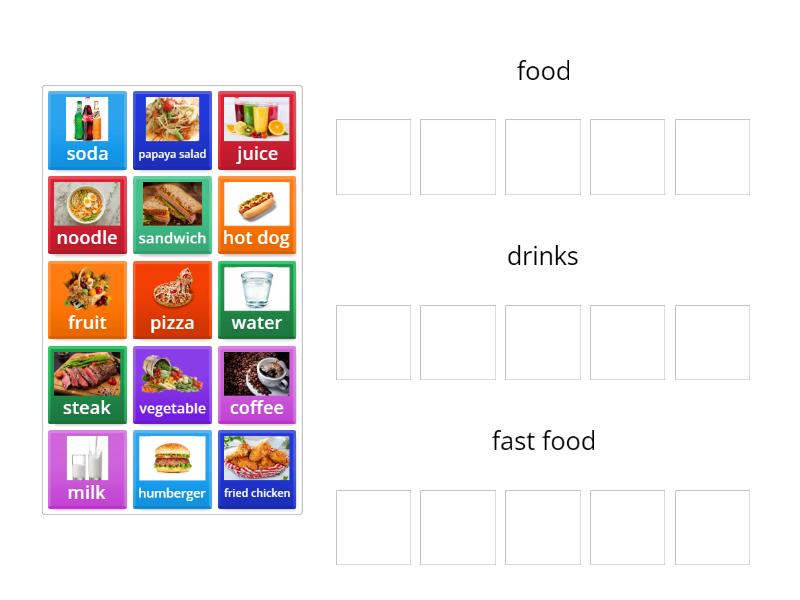 Food and drinks - Group sort