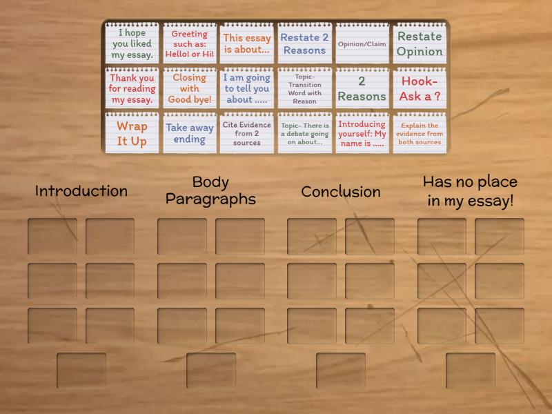 Argumentative Essay Sort - Group sort