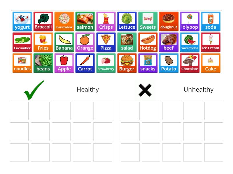 Sorting Healthy Vs Unhealthy Food Quiz - Group sort