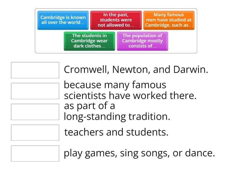 Listening task 2 - Match up