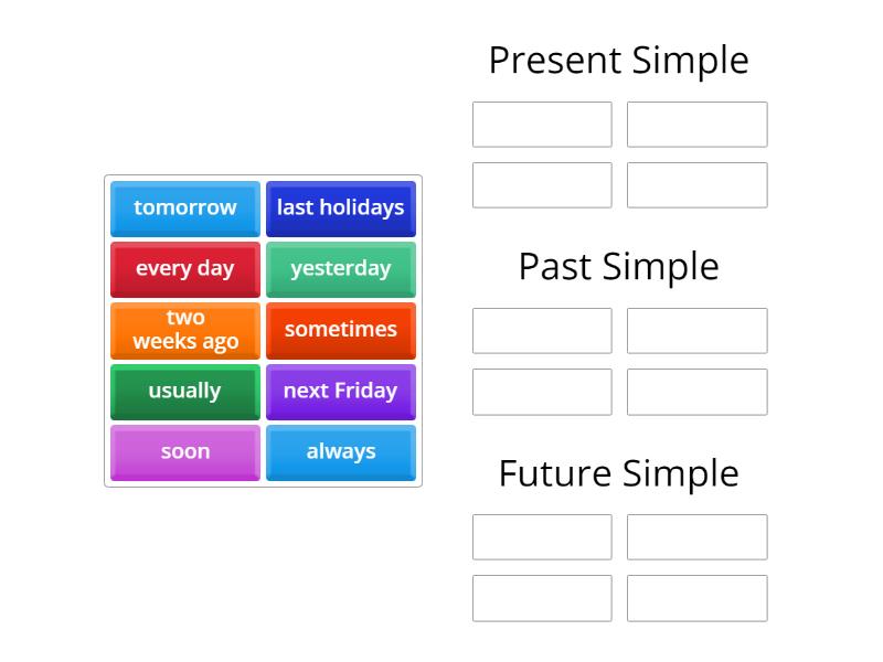 Present/Past/Future Simple спутники времени - Group sort