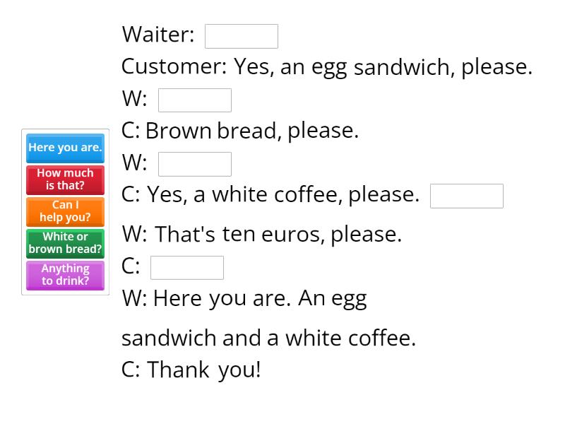 Cafe - Complete the sentence