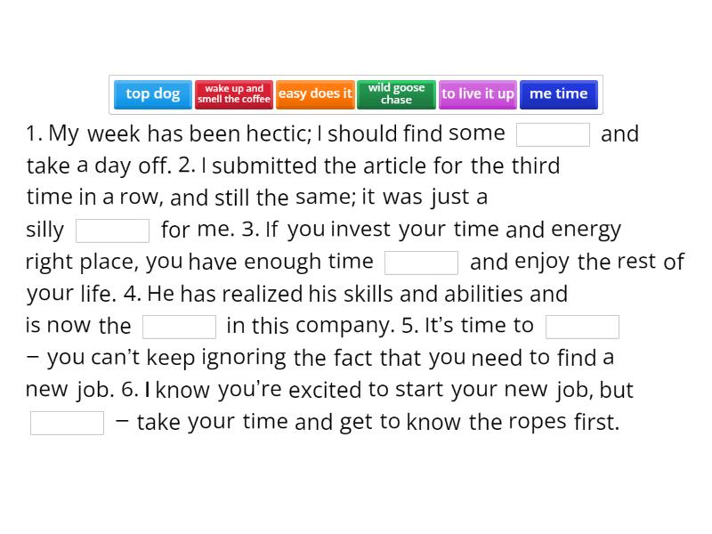 daily idioms complete - Complete the sentence