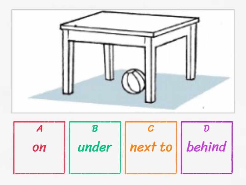 Prepositions on/ in/ under/ next to/ behind - Quiz